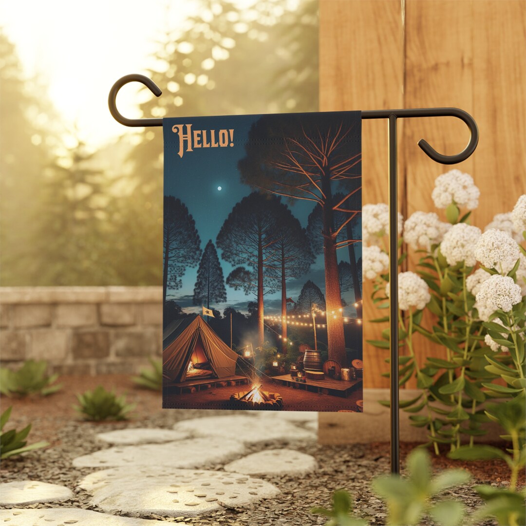 Yard Sign, Hello, Camping, Camping Flag, Garden Flag, Yard Flag, Tent ...
