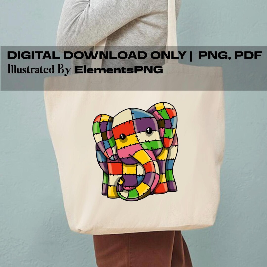 Patchwork Elephant Downloadable PNG Printing Image Artwork Colourful ...