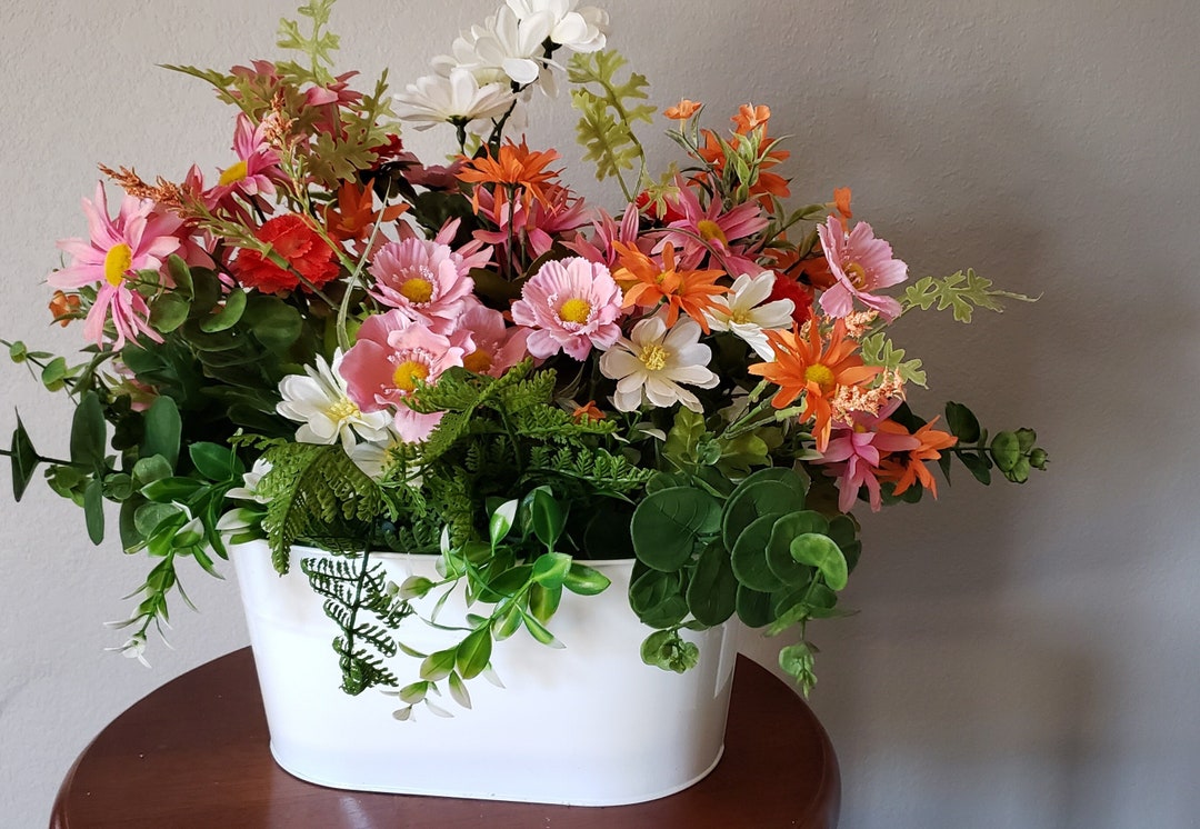 Wildflower Farmhouse Rustic Spring Floral Arrangement is Pink and ...