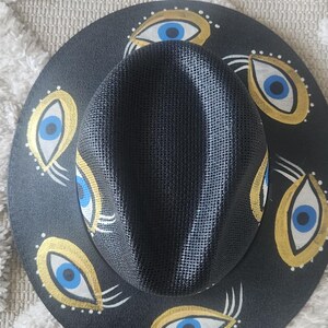Black Hat With Hand Painted Evil Eyes - Etsy