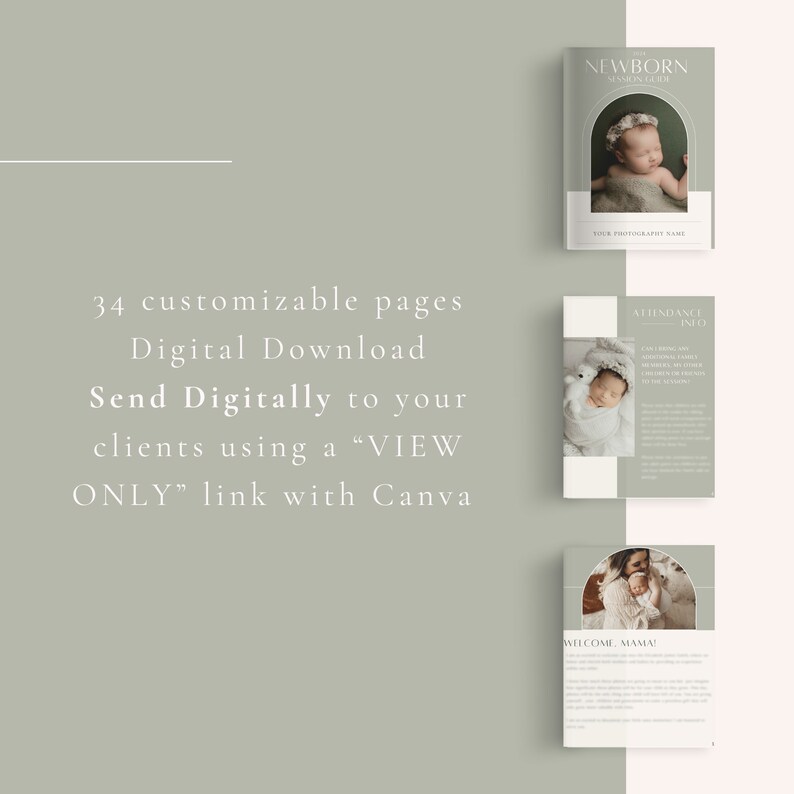Newborn Session Guide for Canva, Photography Session Template, Canva ...