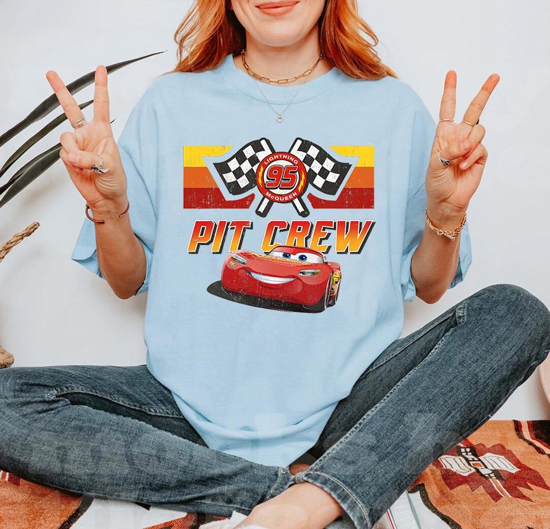 Vintage Disney Pixar Cars Lightning Mcqueen Pit Crew Comfort Colors ...