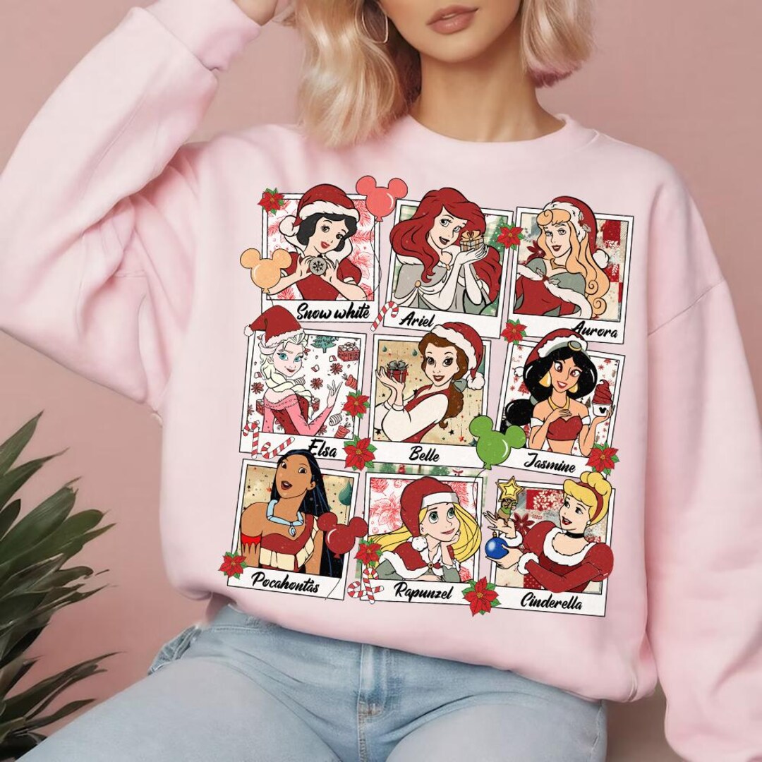 Disney Princesses Santa Costume Christmas Comfort Colors Shirt, Disney ...