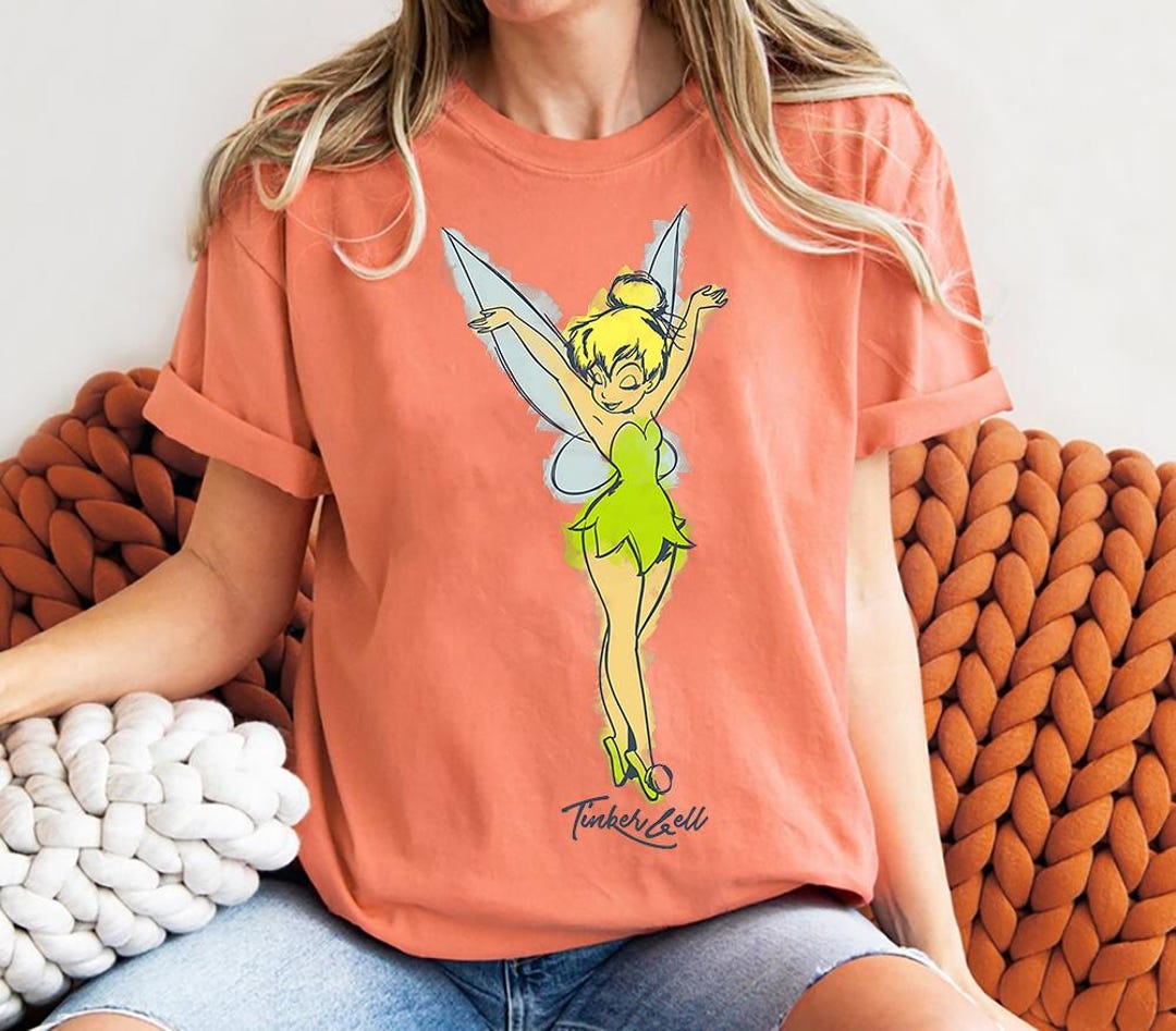 Disney Peter Pan Tinker Bell Watercolor Sketch Comfort Colors T-shirt ...