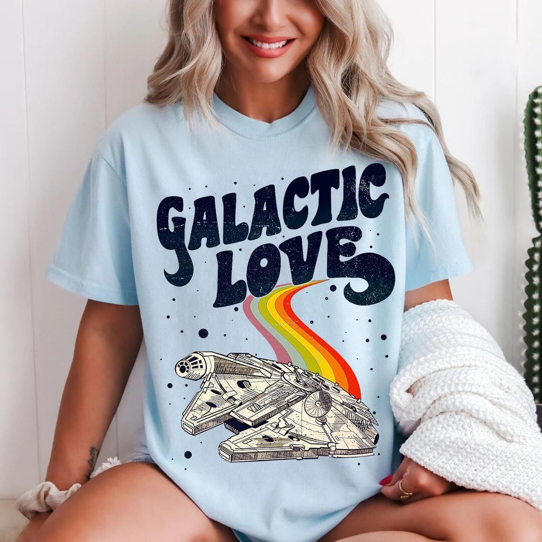Star Wars Millennium Falcon Galatic Love Rainbow Comfort Colors T-shirt ...