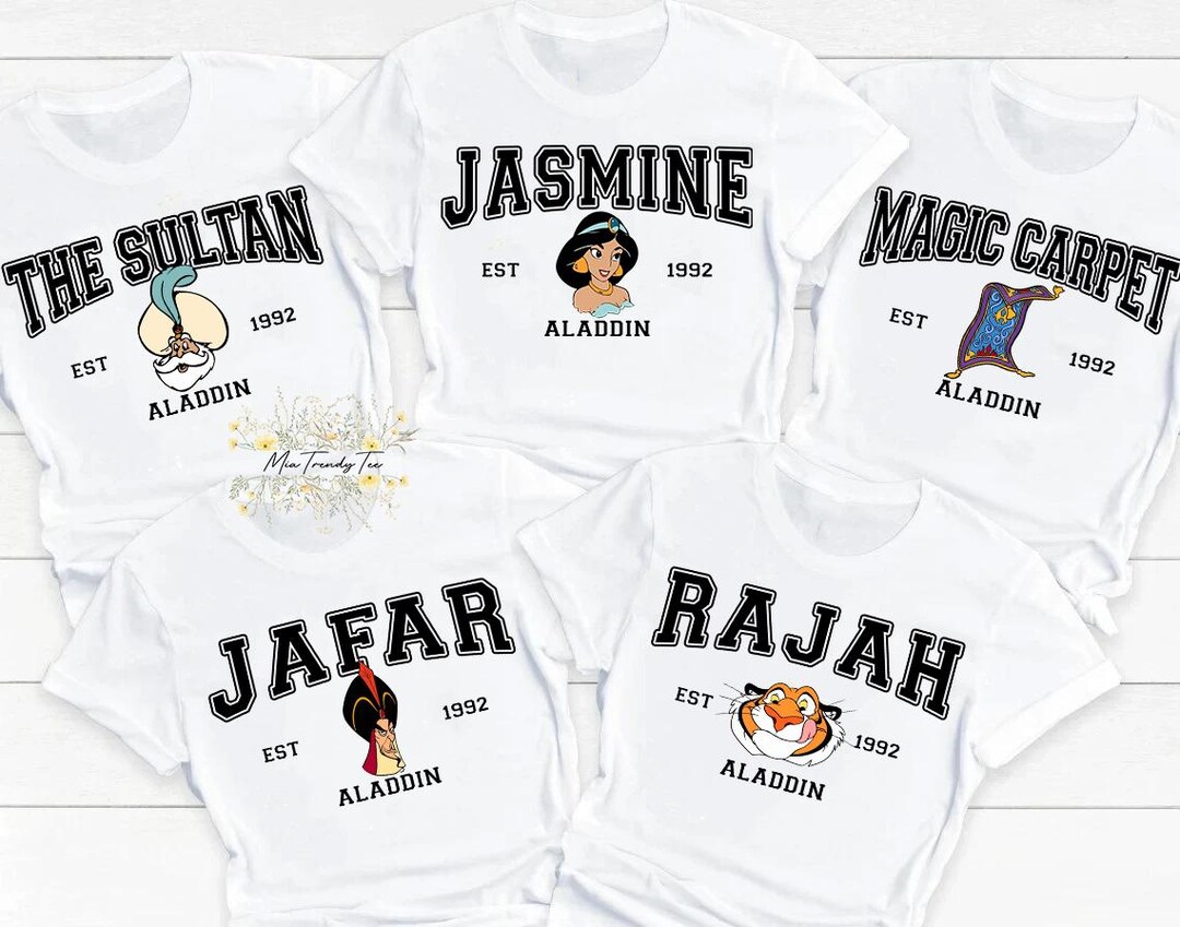 Disney Aladdin Characters Group Matching Comfort Colors T-shirt ...