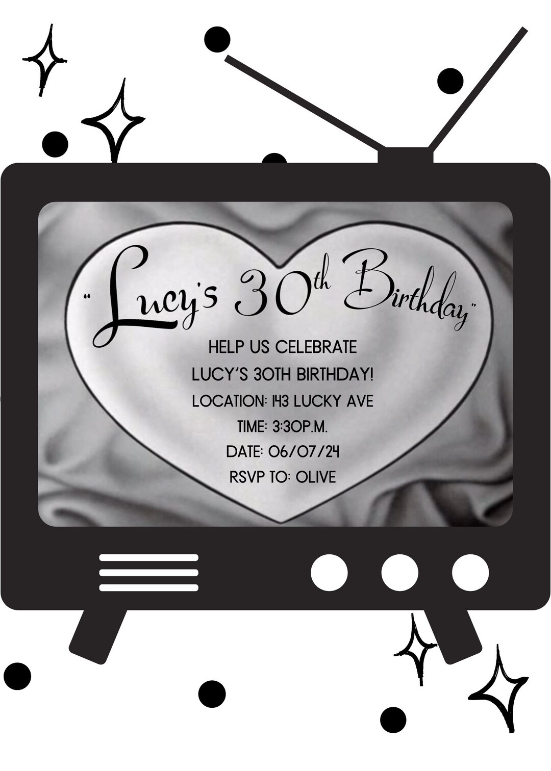 I Love Lucy Theme Party Invitation Digital File - Etsy