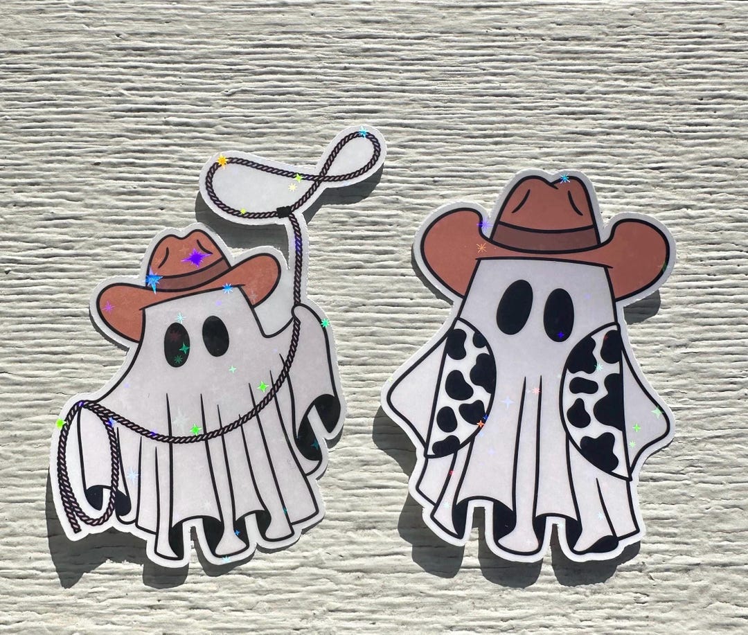 Cowboy Ghost Halloween Sticker - Etsy
