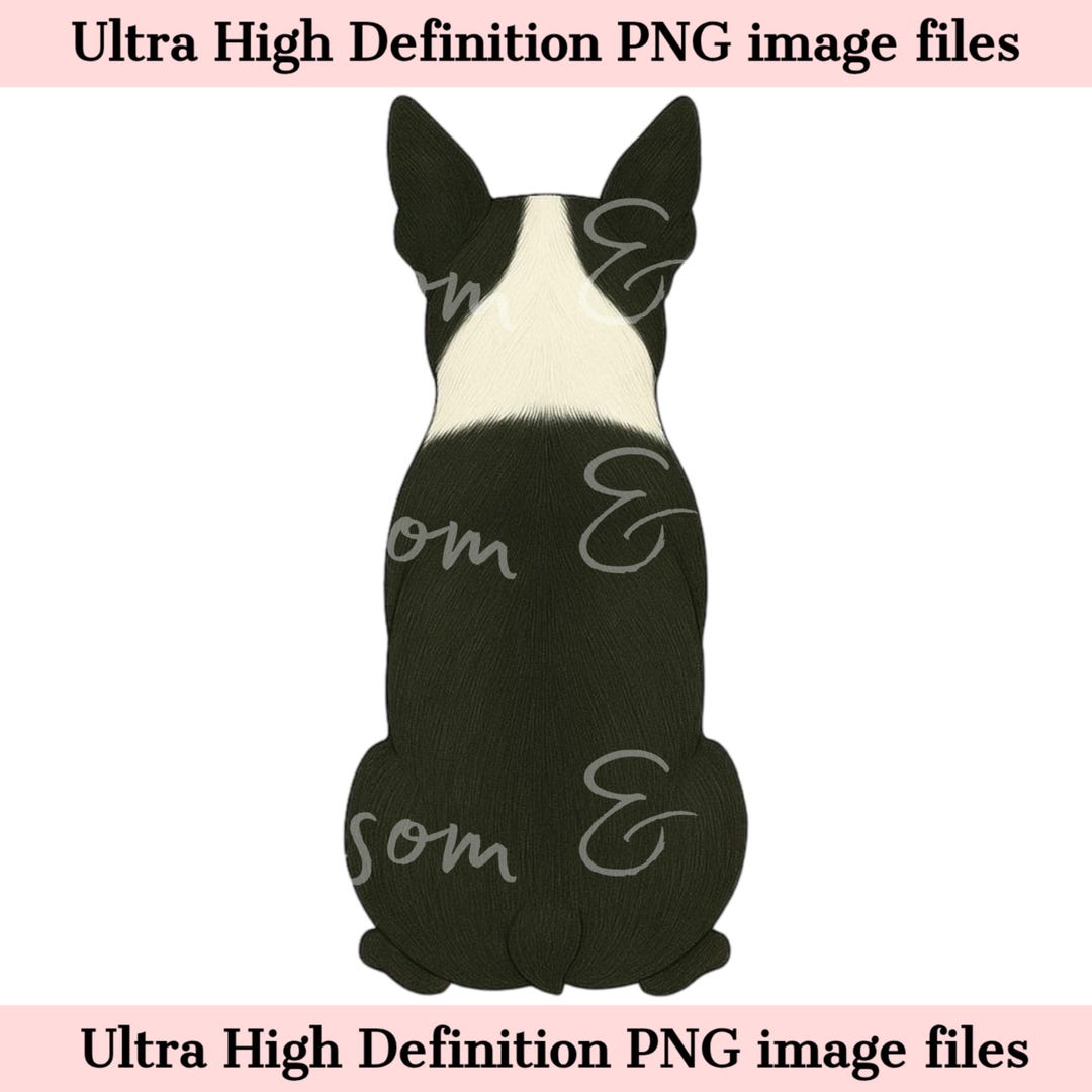Digital - Back View Boston Terrier Dog PNG Bostie Dog Memorial Clipart ...