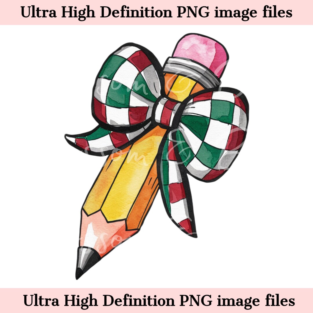 Retro Christmas Pencil PNG - Instant Download - Cute Teacher PNG for ...