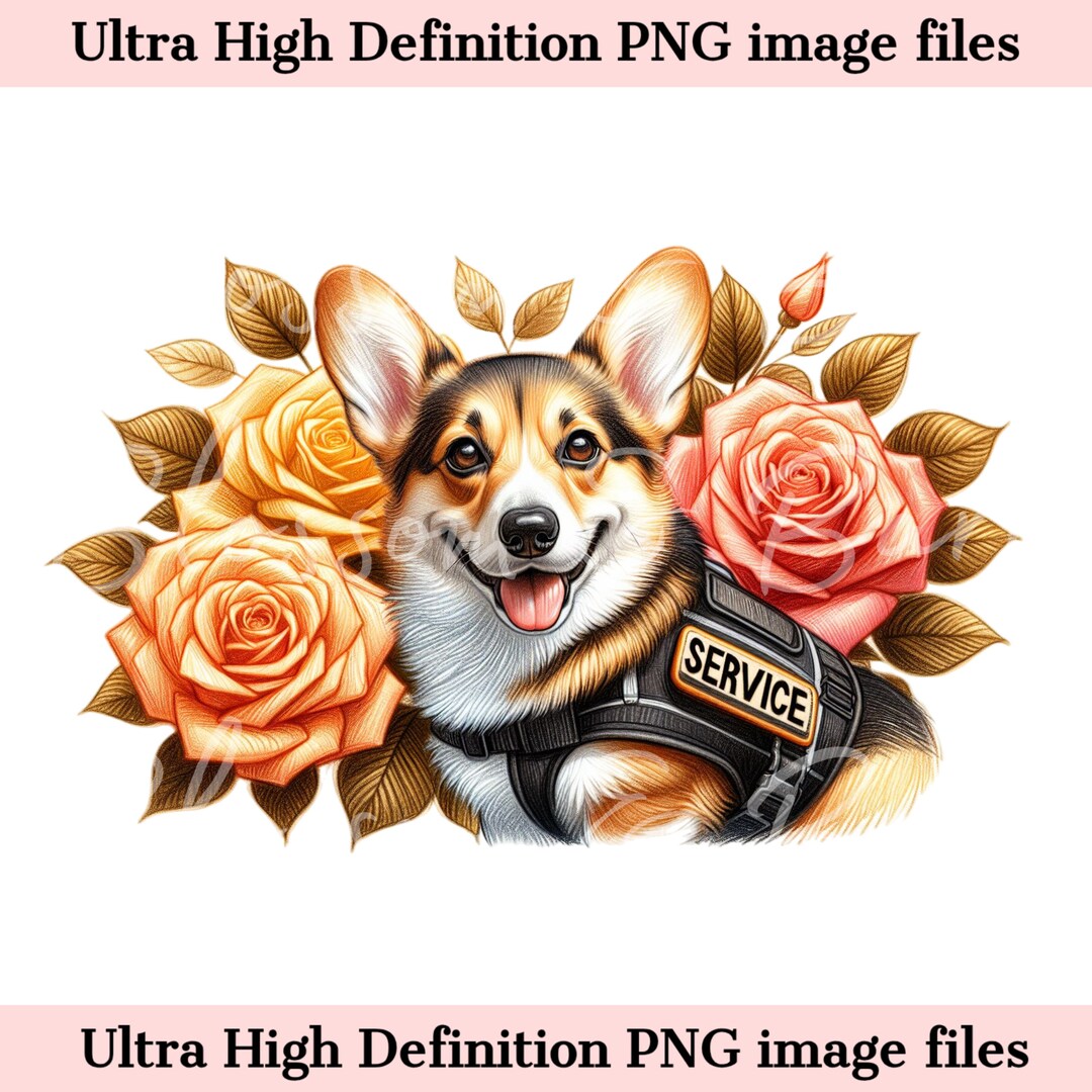 Digital Corgi PNG Service Dog Png - Cute Corgi Puppy PNG Instant ...