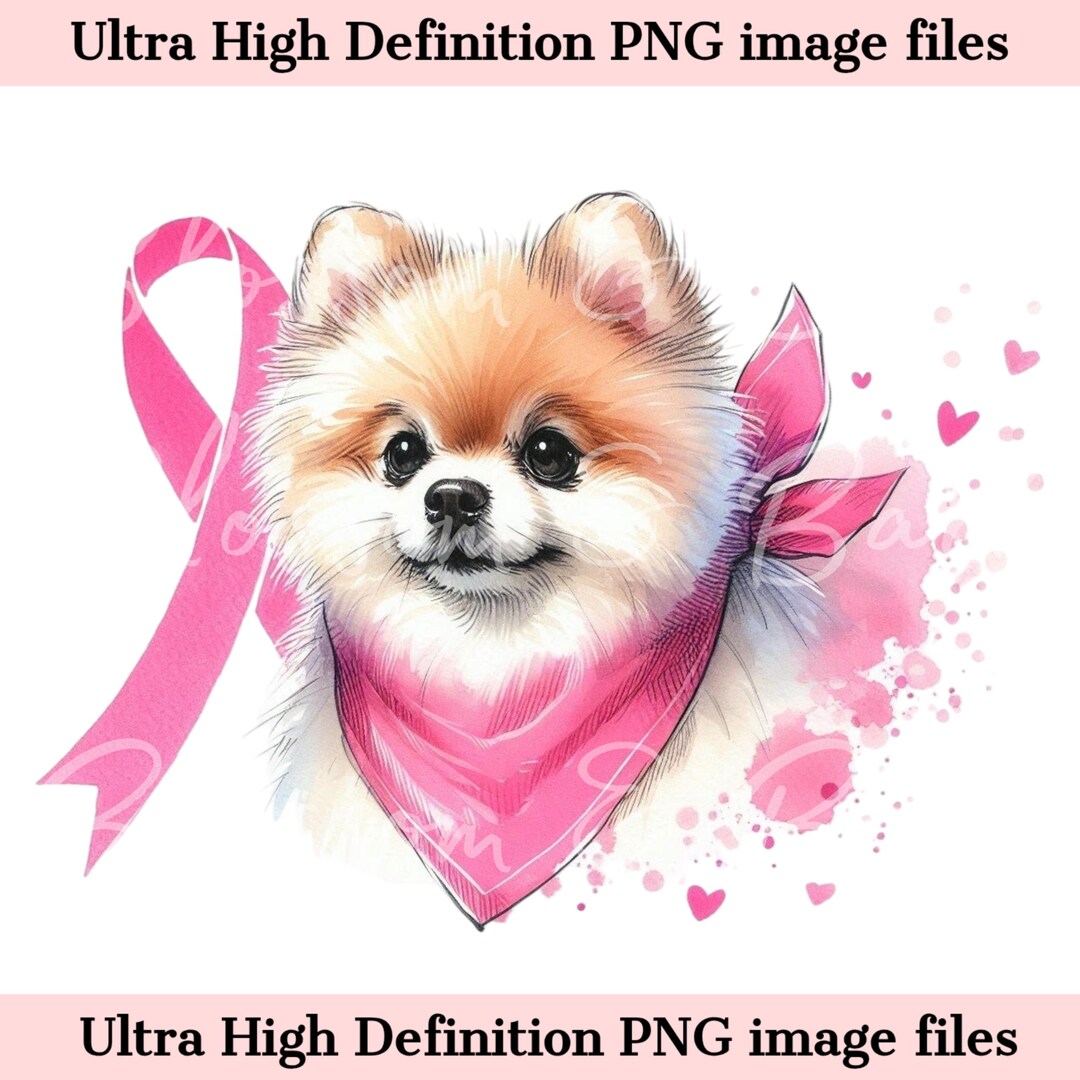 Digital Pomeranian PNG Breast Cancer Awareness PNG, Spitz Dog PNG ...