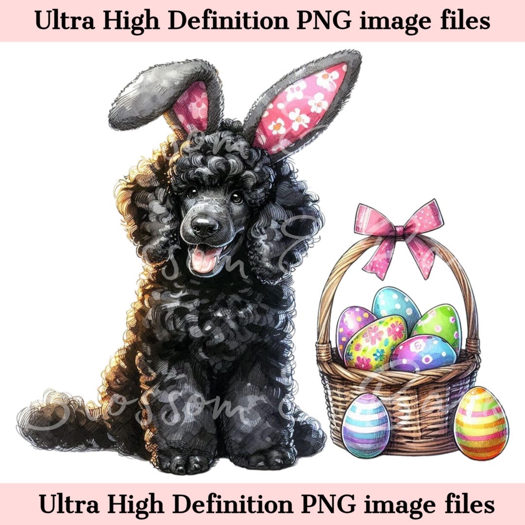 Digital Easter Poodle PNG Printable Dog Portrait PNG - Standard Poodle ...