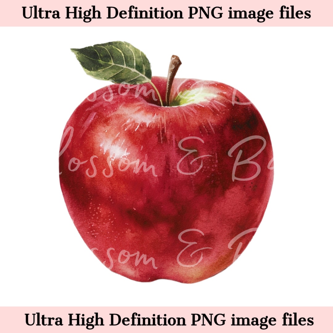 Digital Red Apple PNG Simple Fall Season PNG - Teacher Clip Art ...