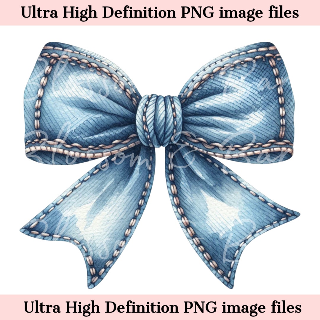 Digital Denim Blue Bow PNG Simple Jean Coquette PNG - Clip Art Download ...