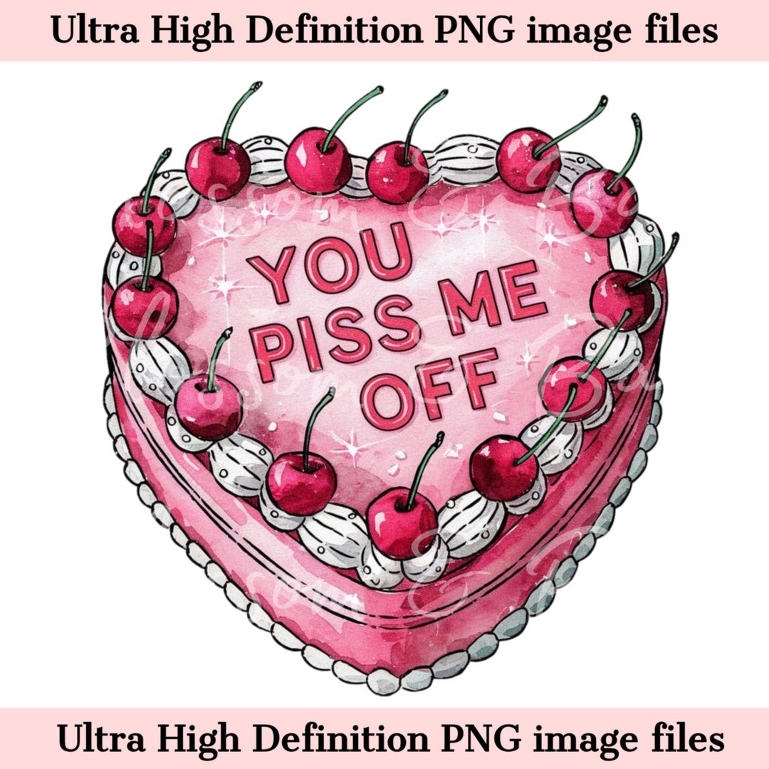 Digital - Sarcastic Heart Cake PNG Simple Watercolor PNG - Heart Cake ...