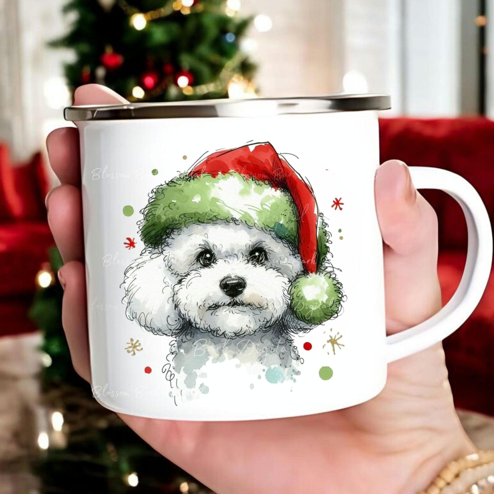 Digital - Cute Christmas Bichon Frise PNG Christmas Dog Portrait PNG ...
