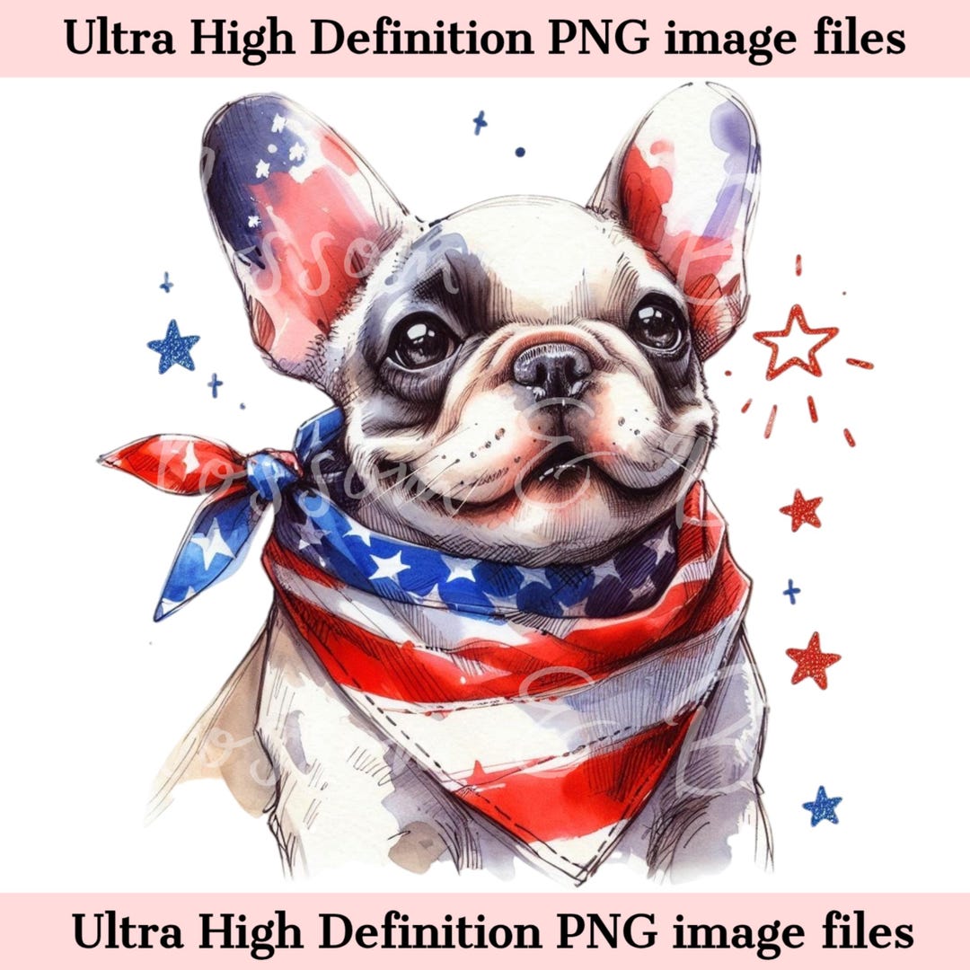 Digital Cute French Bulldog PNG Printable Dog Portrait PNG - Summer ...