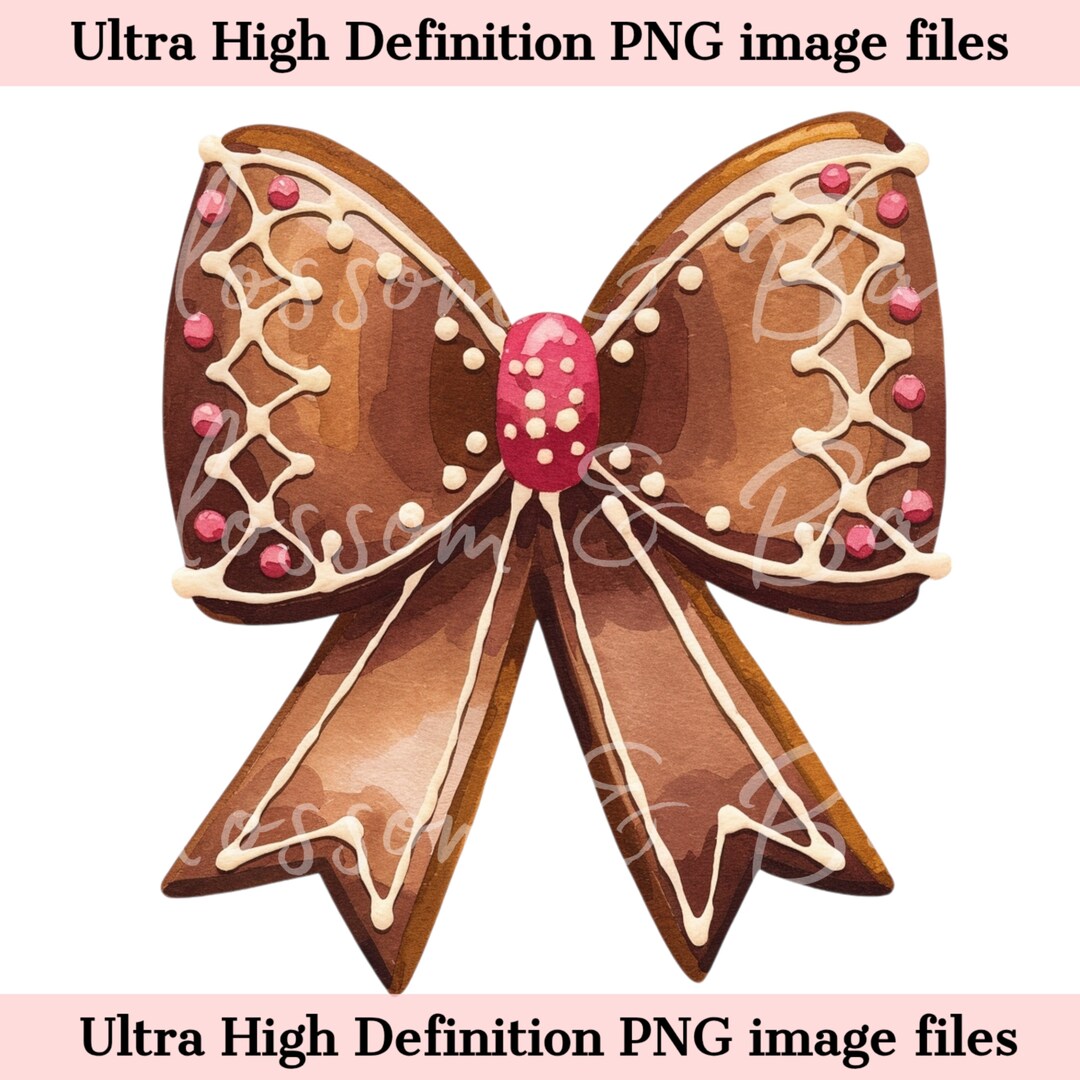 Cute Christmas Bow PNG Coquette Gingerbread PNG - Clip Art Download for ...