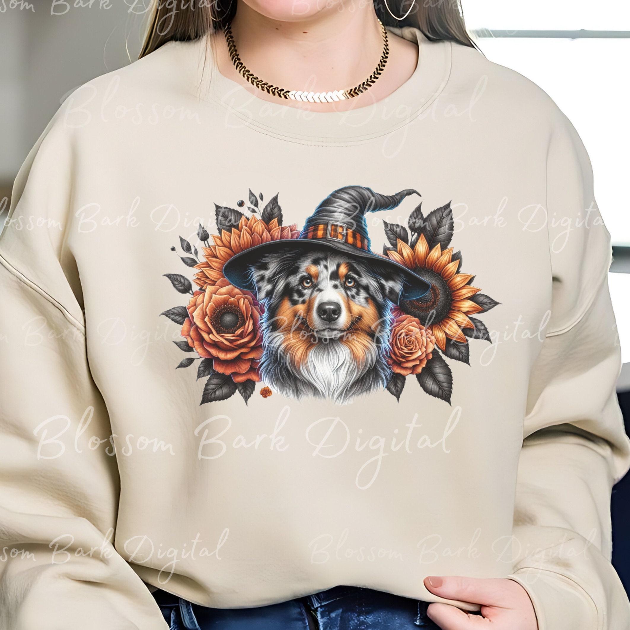 Digital Merle Australian Shepherd Halloween Dog PNG - Cute Aussie PNG ...