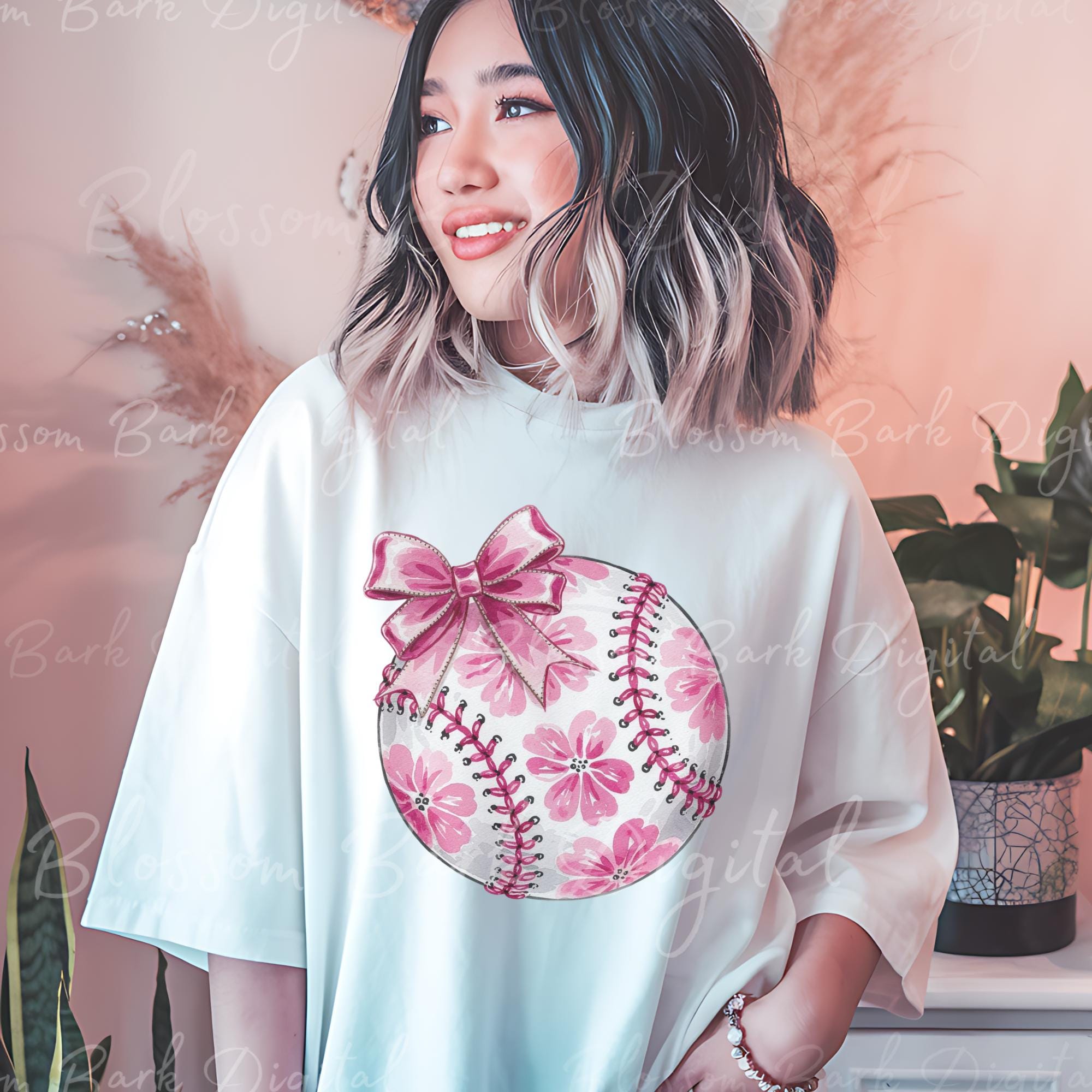 Girly Floral Baseball PNG - Instant Download for Girly Sports Shirt PNG ...