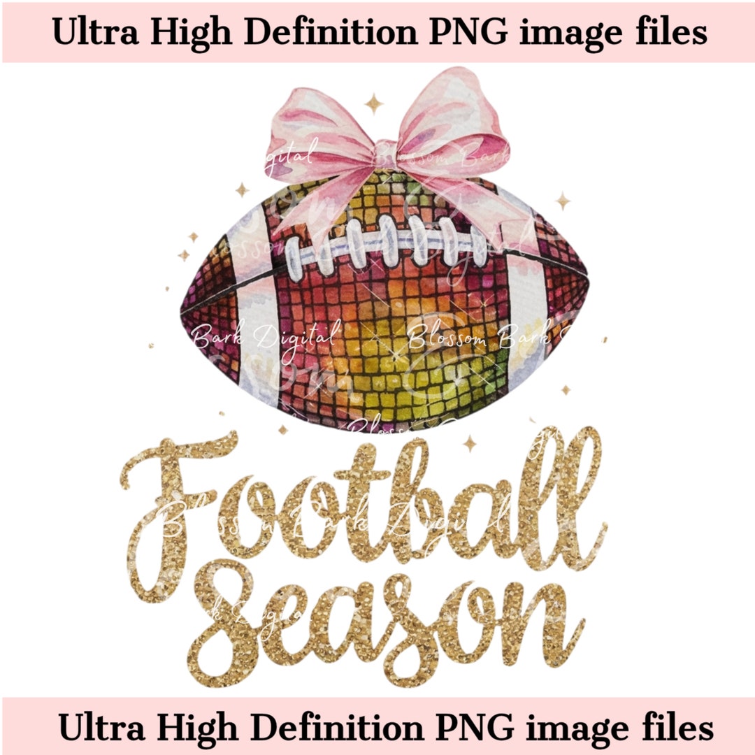 Digital - Girly Football PNG, Gold Glitter Football Season PNG ...
