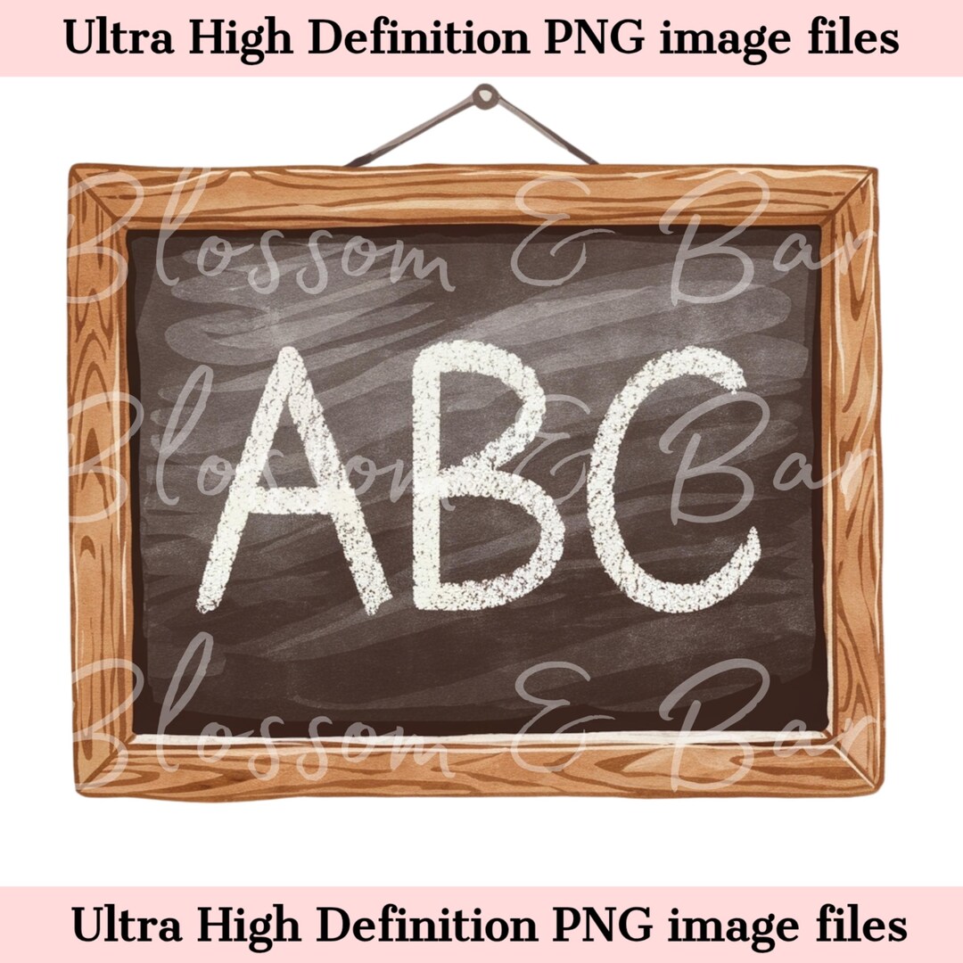 Digital - Cute Chalkboard Illustration PNG, Watercolor Classroom ...