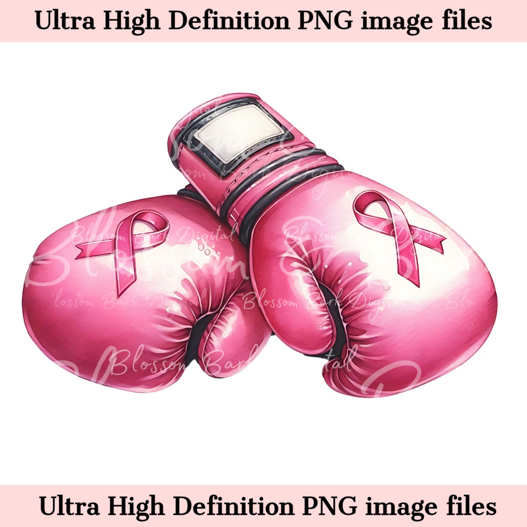 Digital Cancer Warrior Boxing Gloves PNG Watercolor Breast Cancer PNG ...
