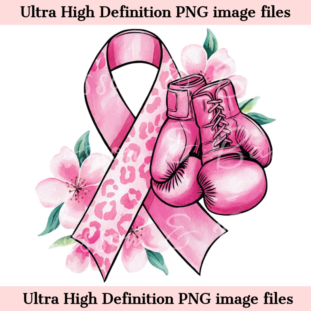 Digital Cancer Boxing Gloves PNG Watercolor Breast Cancer PNG ...