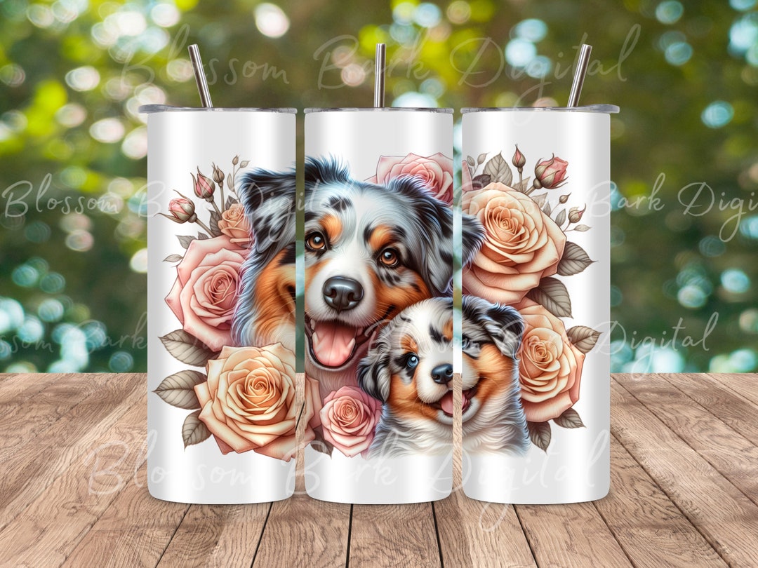 Digital- Australian Shepherd Dog Wrap - 20 Oz Tumbler Dog Sublimation ...
