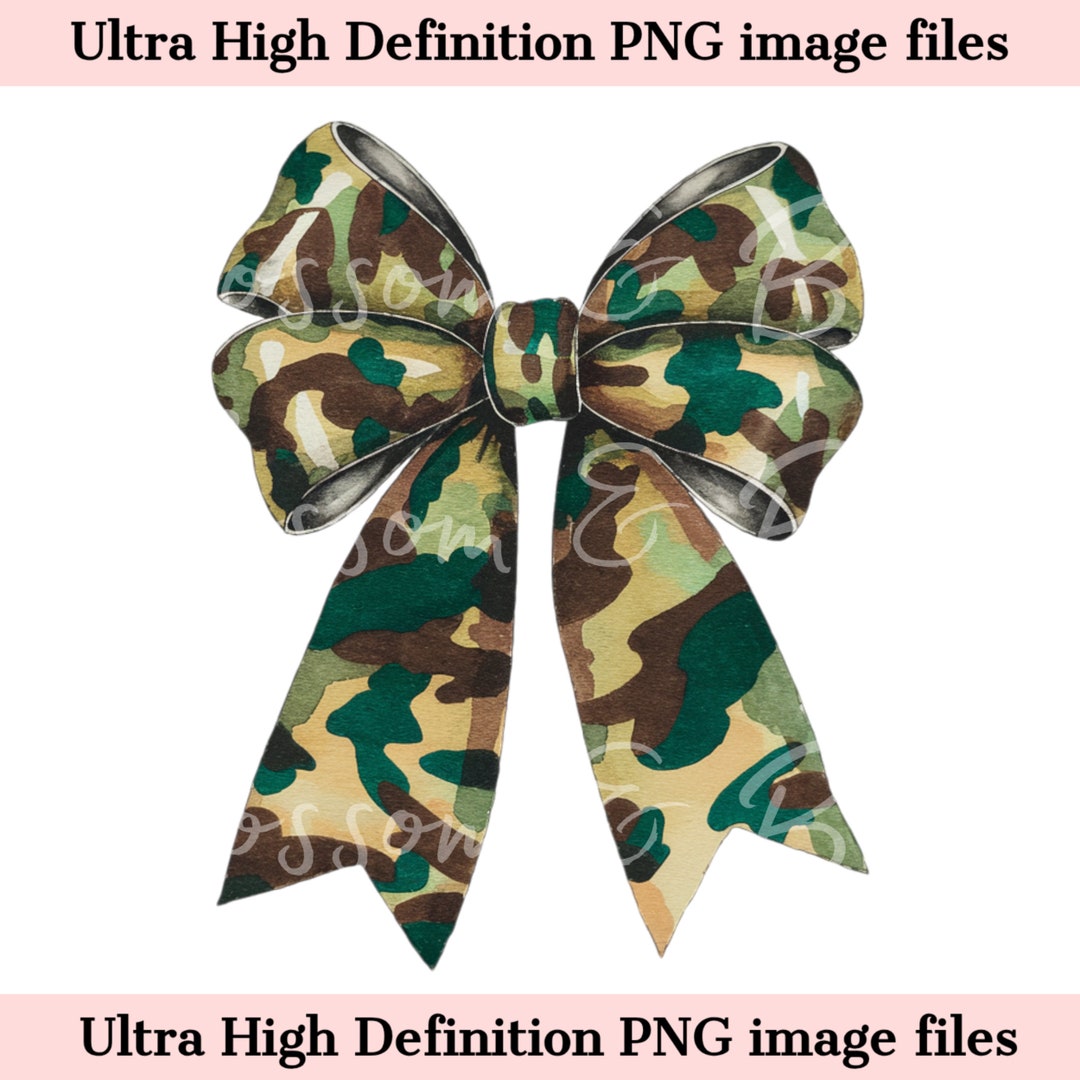 Digital - Camouflage Bow PNG Simple Coquette PNG - Girly Hunting PNG ...