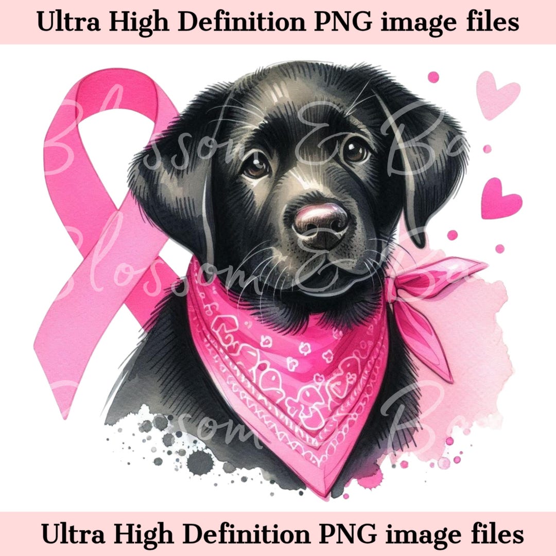 Digital Labrador Retriever PNG Breast Cancer Awareness PNG, Black Lab ...