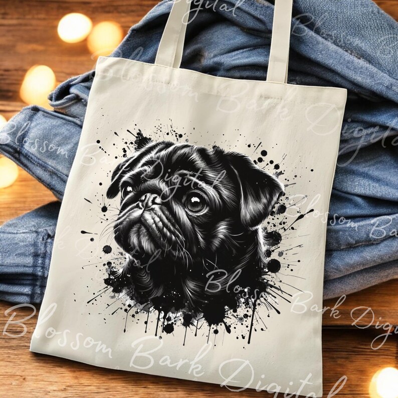 Digital- Pug Dog PNG - Instant Download for Ink Dog Shirt Sublimation ...