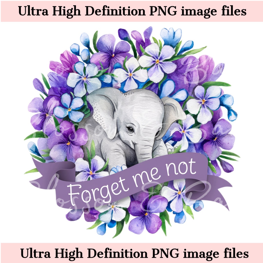 Digital Purple Awareness Elephant PNG Watercolor Alzheimer's PNG ...
