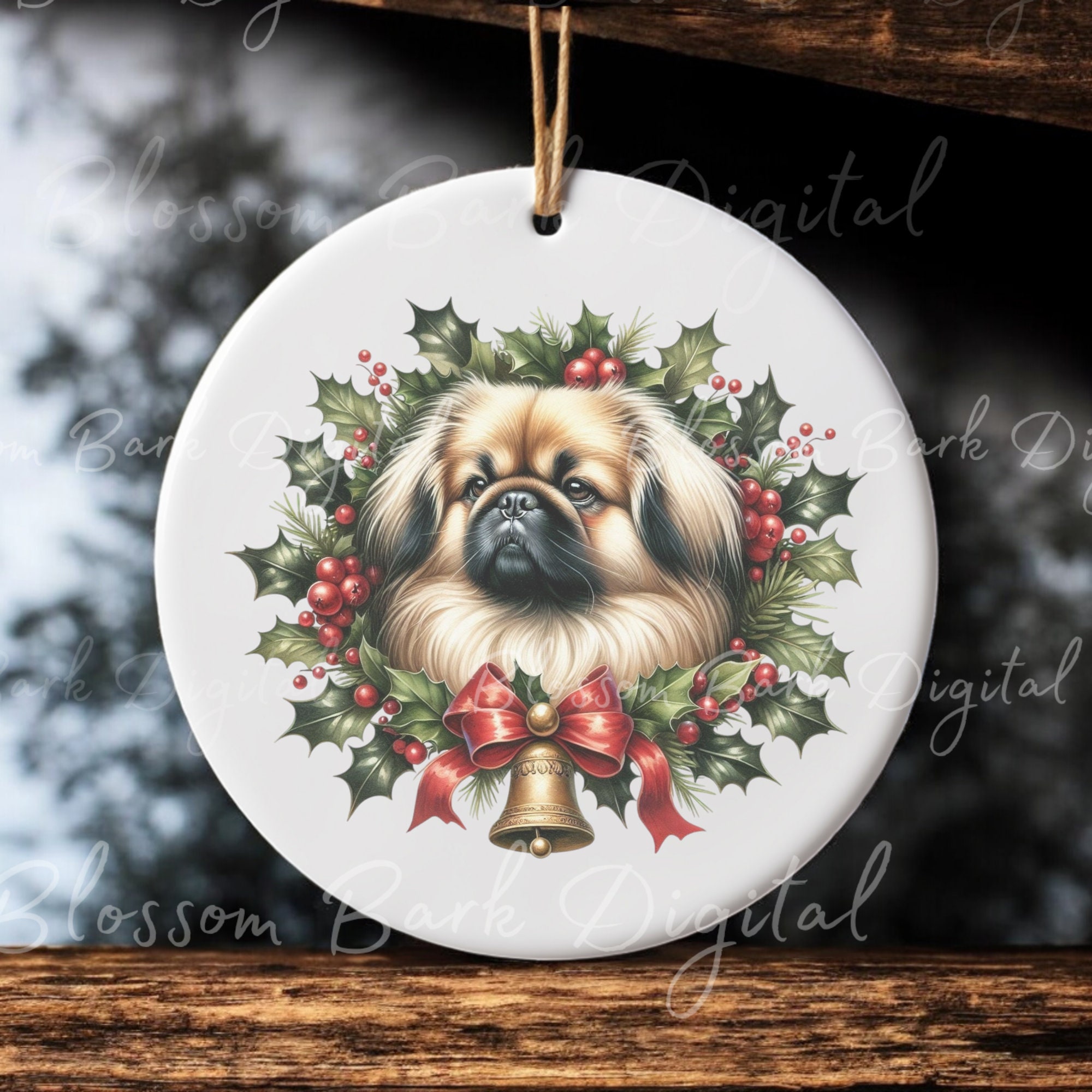 Digital Christmas Pekingese PNG Holiday Dog Art - Cute Dog Christmas ...