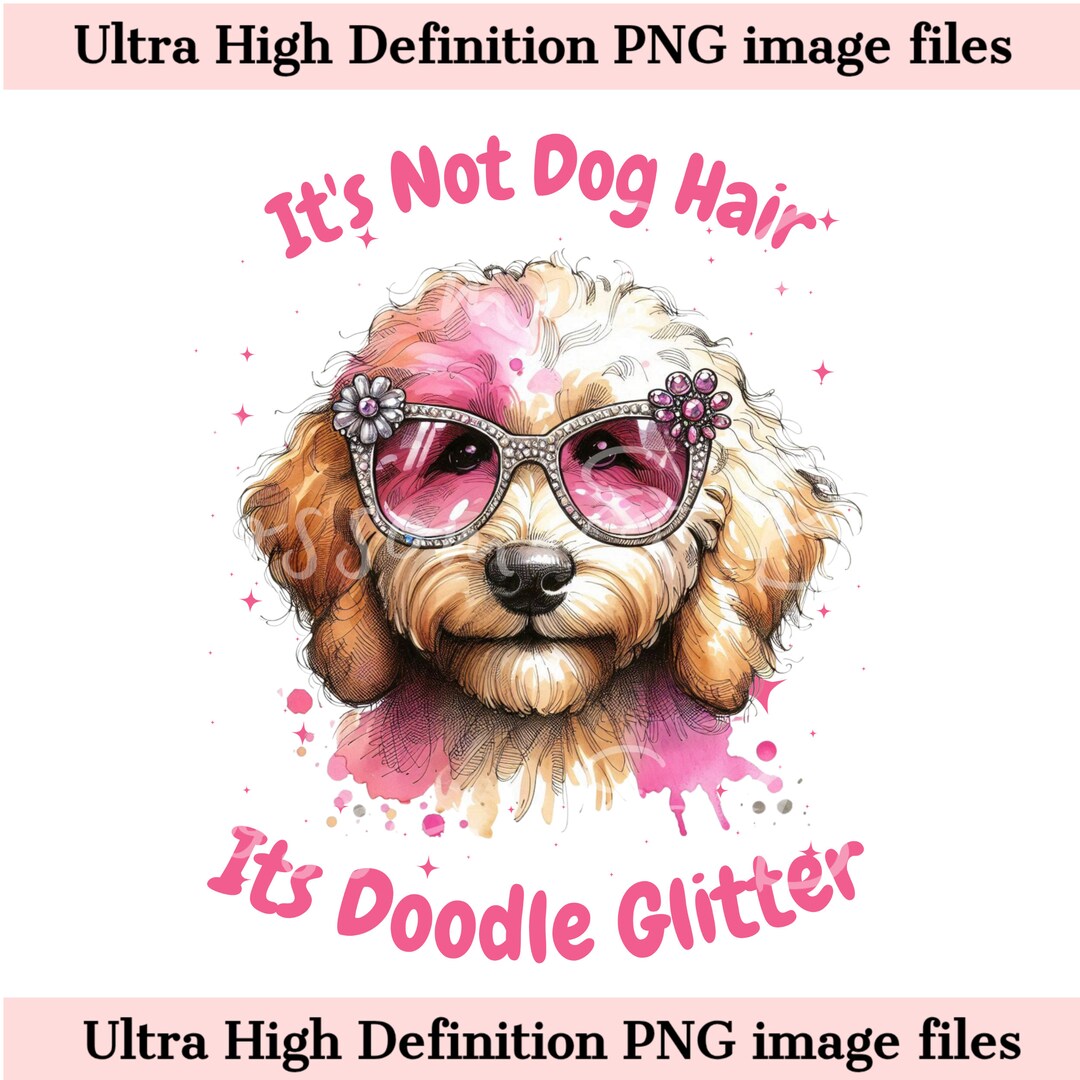 Digital Cute Goldendoodle Dog PNG - Its Dog Glitter PNG Doodle Owner ...