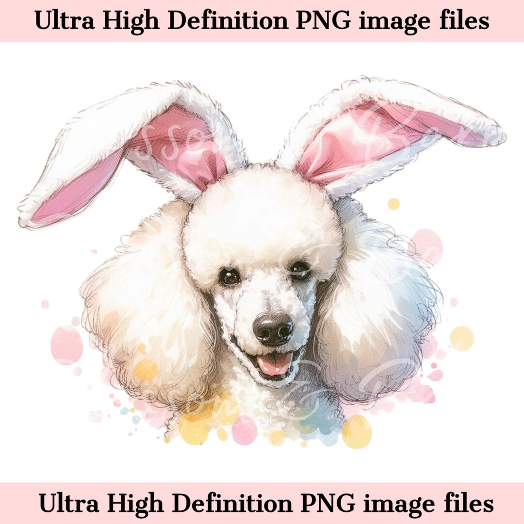 Digital Easter Standard Poodle PNG Printable Dog Portrait PNG - Poodle ...