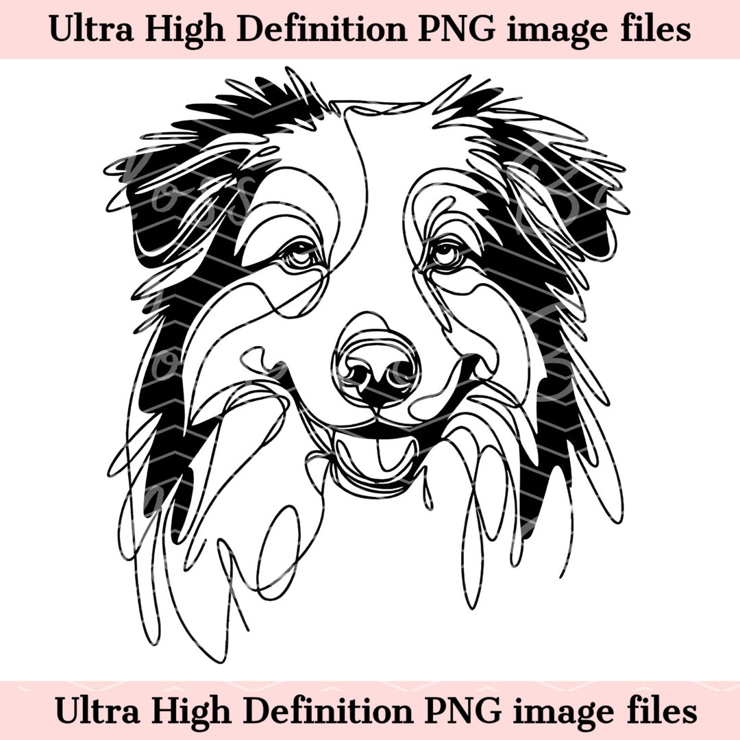 Digital Sketch Line Australian Shepherd PNG File - Beautiful Dog Ink ...
