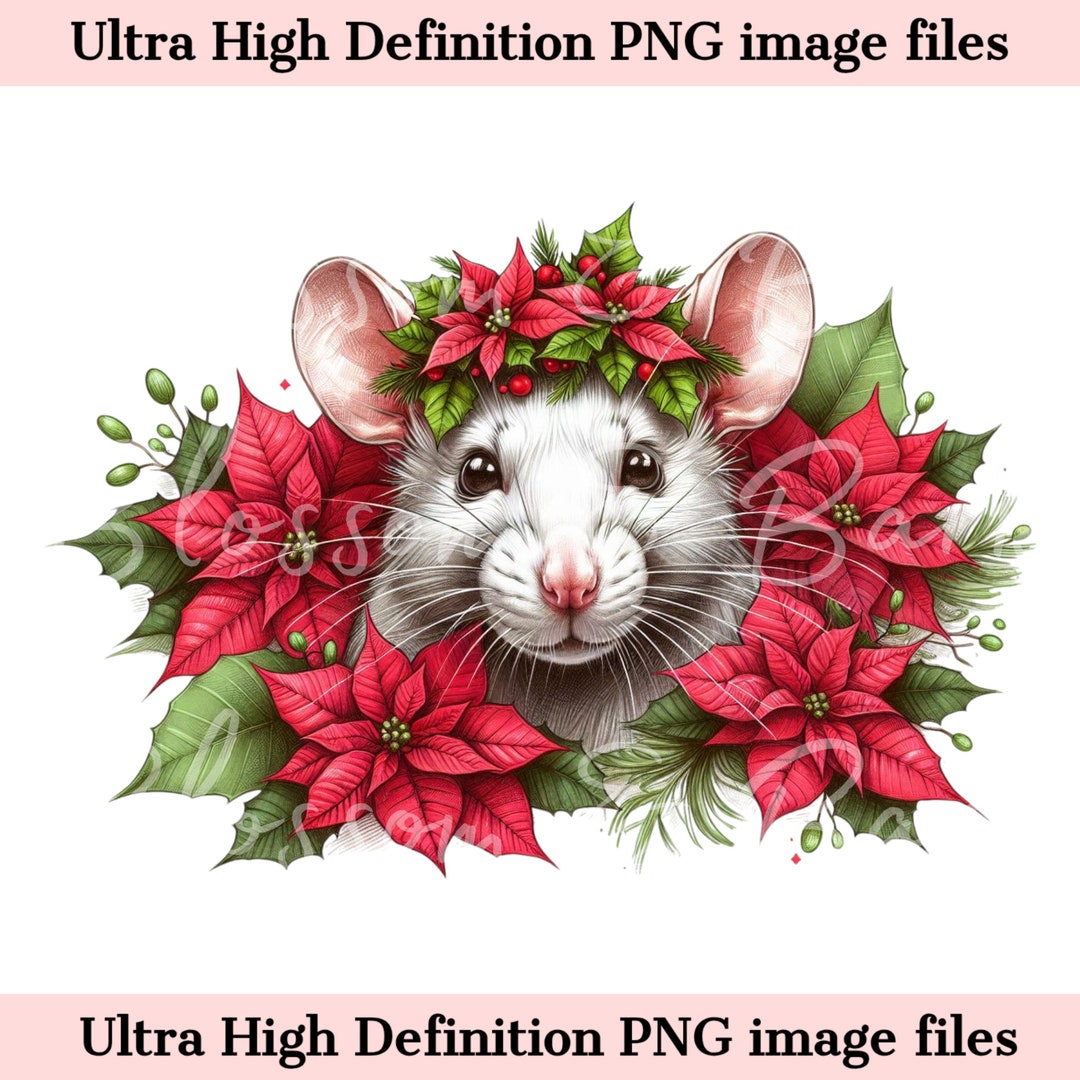 Digital Christmas Pet Rat PNG Holiday Pet Art - Rat Owner PNG Instant ...