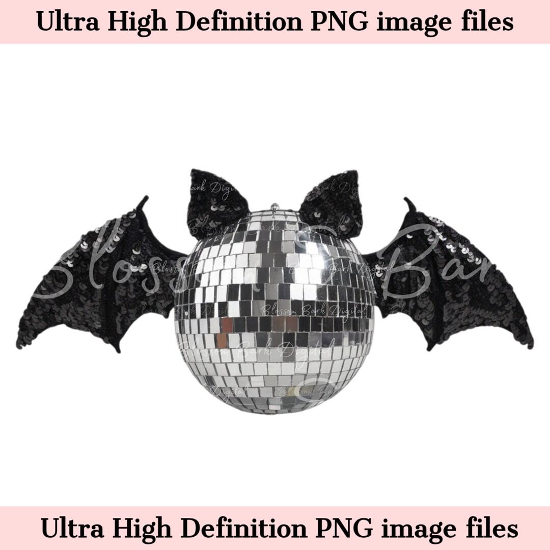 Digital - Cute Disco Bat PNG Halloween Mirror Ball PNG - Sassy Bat PNG ...