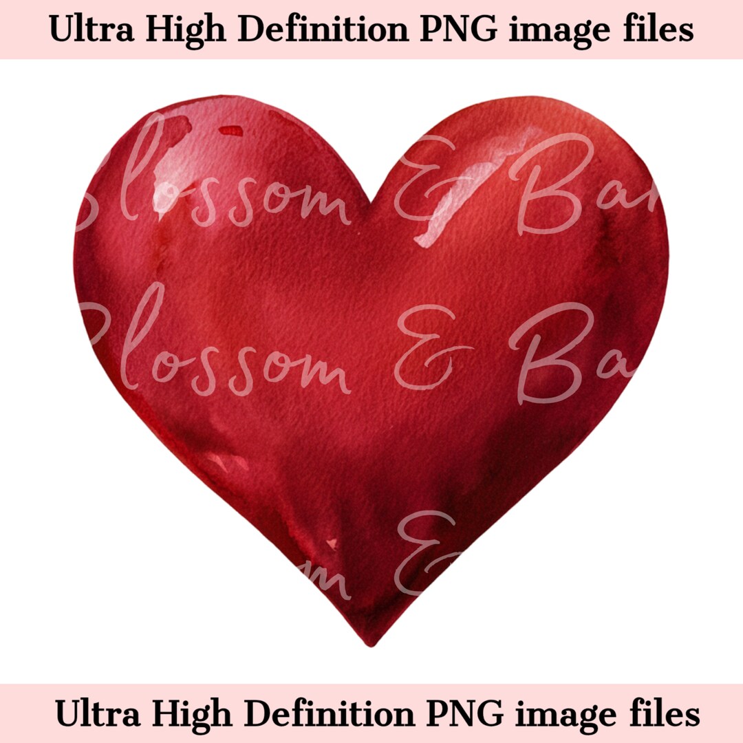 Digital Plain Red Heart PNG Simple Watercolor PNG - Heart Clip Art ...