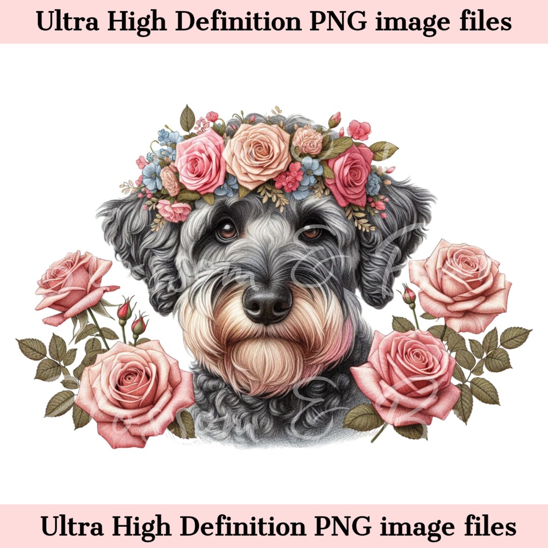 Digital Schnoodle Dog PNG Flower Dog Art - Schnoodle PNG Instant ...