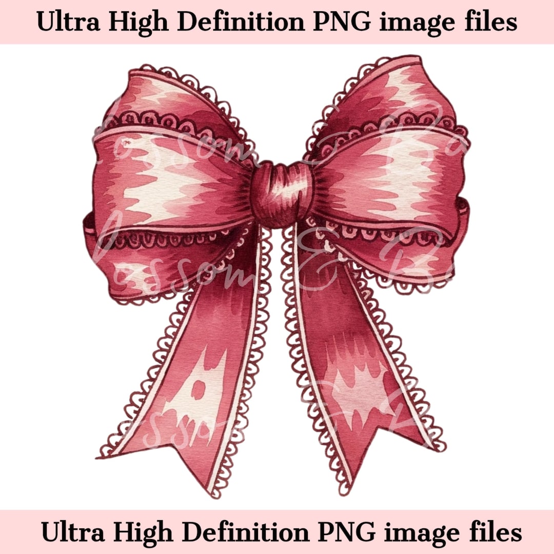 Digital Red Lace Bow PNG Simple Coquette PNG - Holiday Clip Art ...