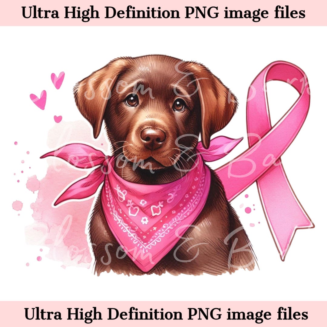 Digital Labrador Retriever PNG Breast Cancer Awareness PNG, Chocolate ...