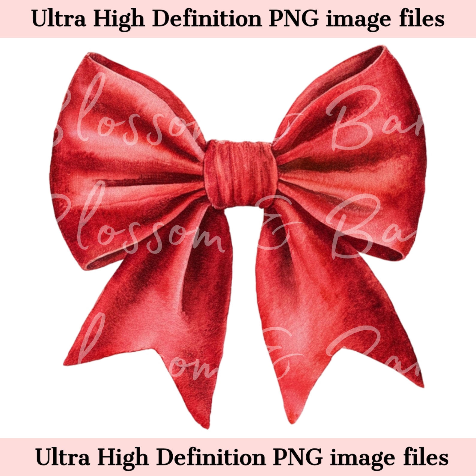 Digital Bright Red Bow PNG Simple Coquette PNG Holiday Clip Art ...