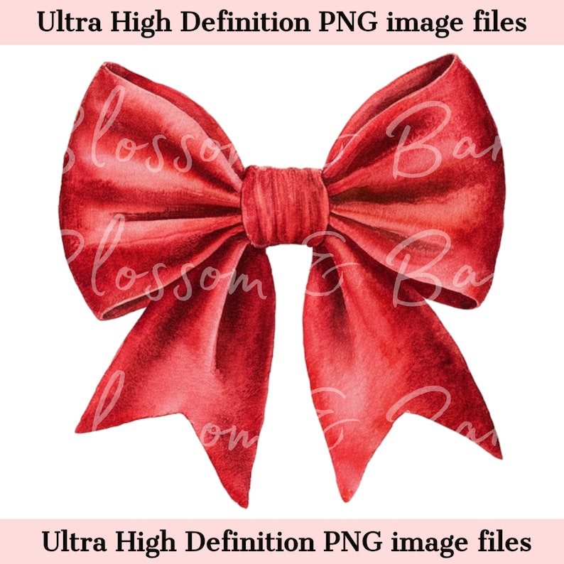 Digital Bright Red Bow PNG Simple Coquette PNG Holiday Clip Art ...