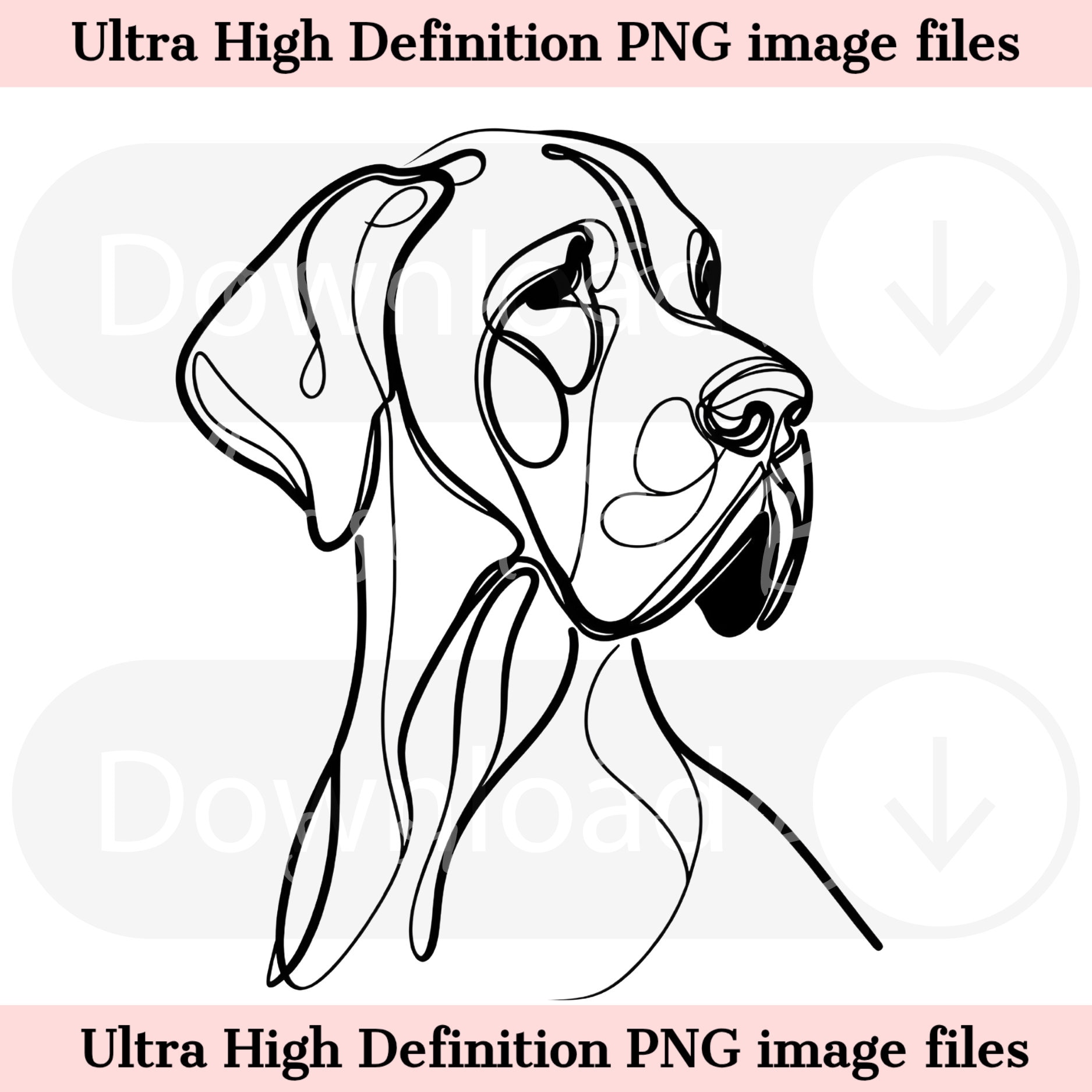 Digital Sketch Line Great Dane PNG File Beautiful Ink Line Art Minimal ...