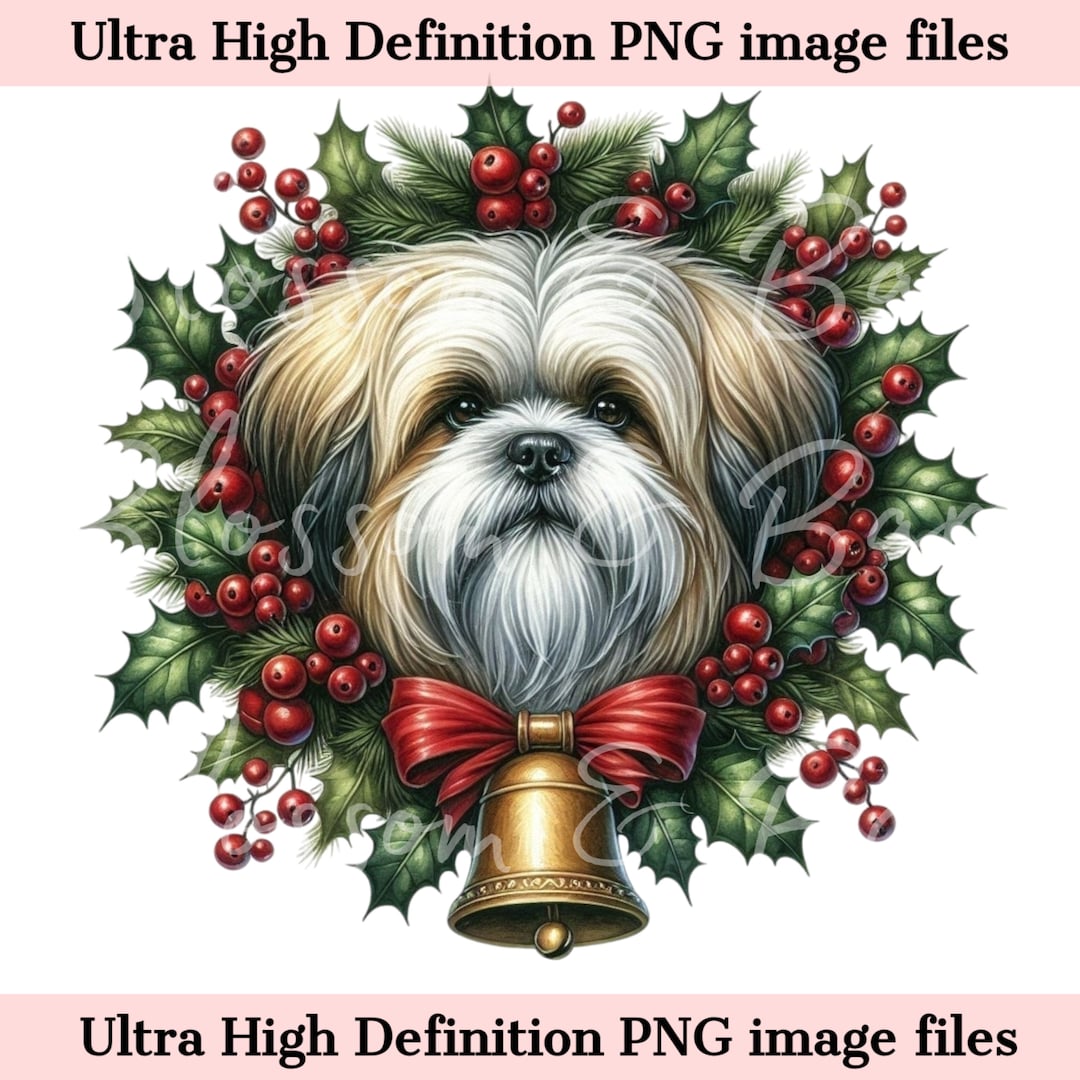 Digital Christmas Shih Tzu PNG Holiday Dog Art - Shih Tzu Dog Christmas ...