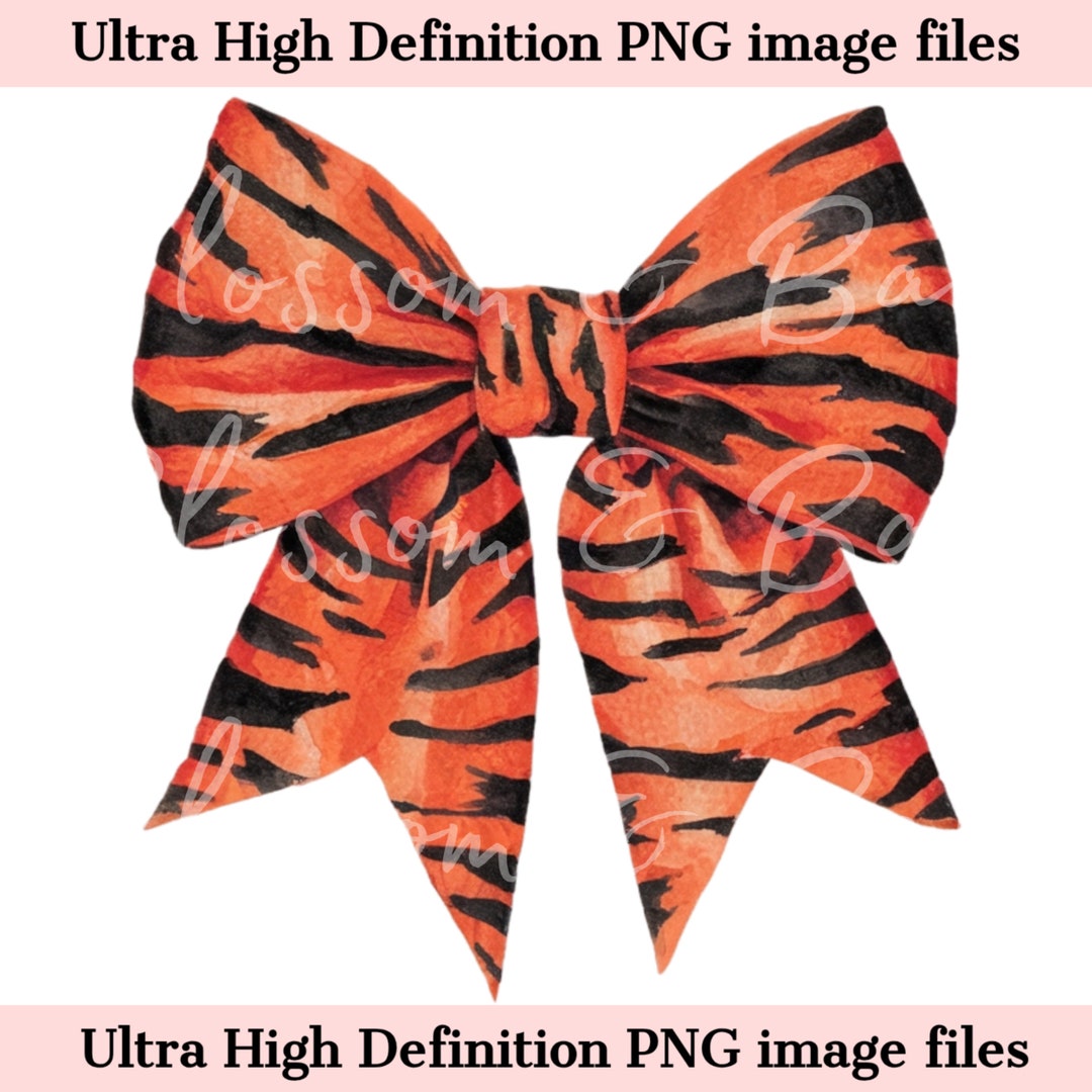 Digital Tiger Bow PNG Simple Coquette PNG - Birthday Animal Clip Art ...