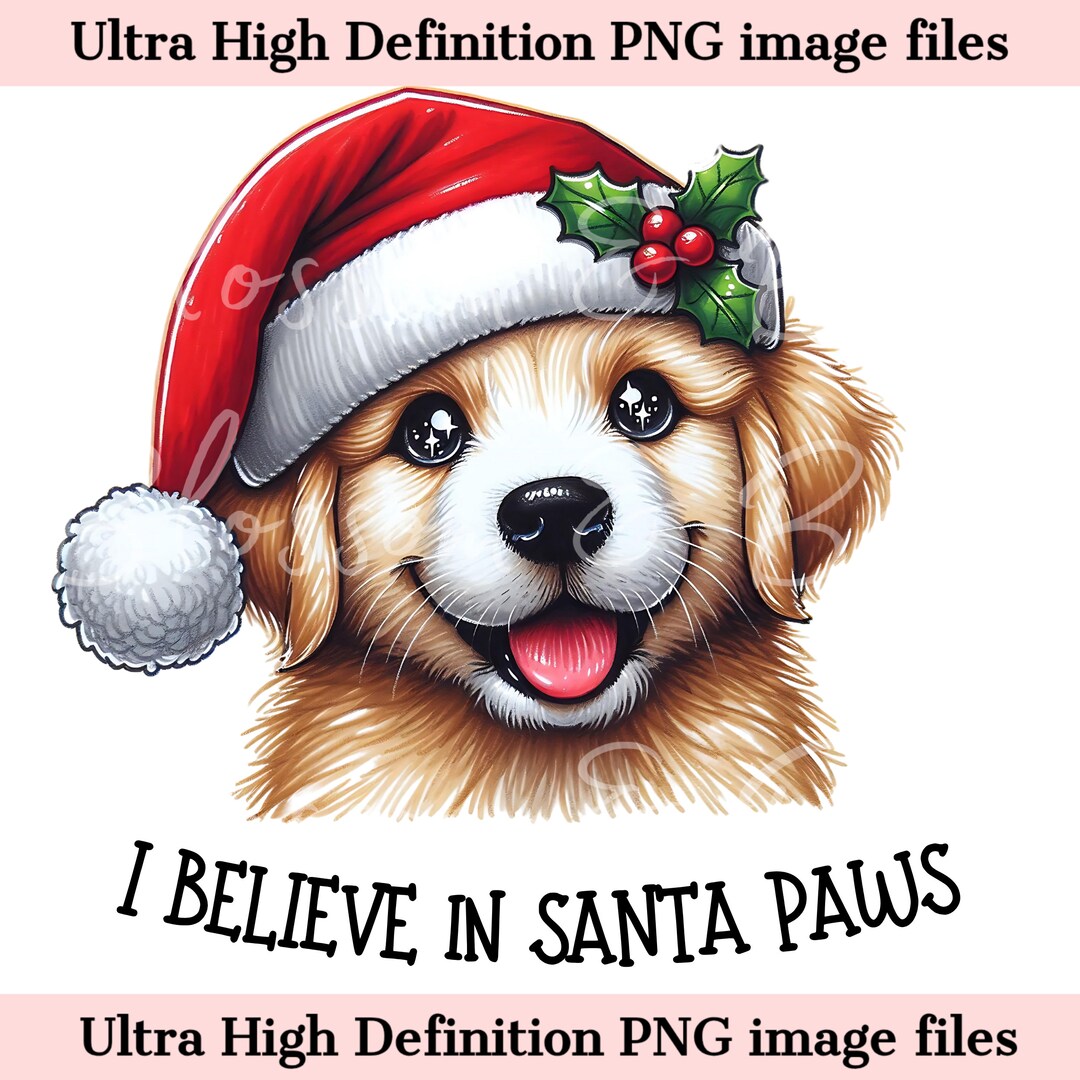 Digital Christmas Puppy PNG Santa Paws PNG- Holiday Dog PNG Download ...